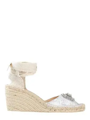 RAS Metallic Appliqued Espadrilles - Silver