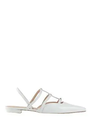 ZINDA Leather Slingback Ballet Flats - White