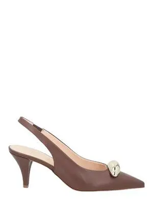 OVYE Leather Slingback Pumps - Brown