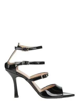 OVYE Strappy Patent-effect Sandals - Black