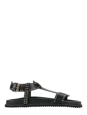 OVYE Leather Appliqued Sandals - Black