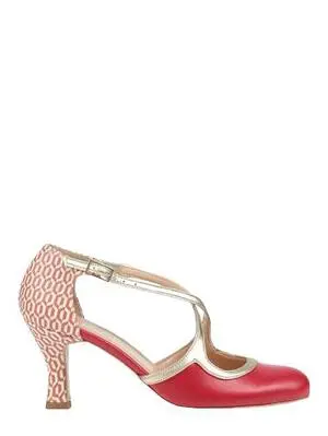 OVYE Pumps With Buckle-fastening Ankle Strap - Red