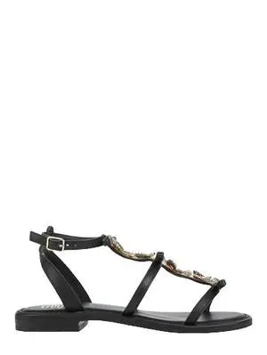 OVYE Leather Sandals With Appliqués - Black