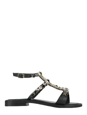 OVYE Leather Sandals With Appliqués - Black