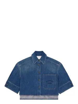 Givenchy Cropped Denim Cocoon Shirt - Medium Blue