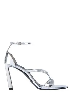 Givenchy Mirror Effect Leather Heeled Sandals - Silvery Grey
