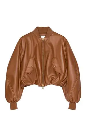 Givenchy Cropped Cocoon Nappa Leather Bomber Jacket - Tan