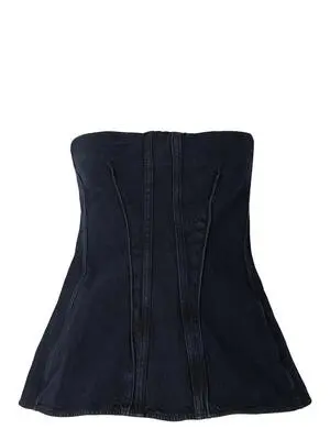 AGOLDE Lara Strapless Paneled Denim Bustier Top - Blue