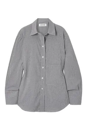 RÓHE Checked Crinkled Cotton-blend Shirt - Gray