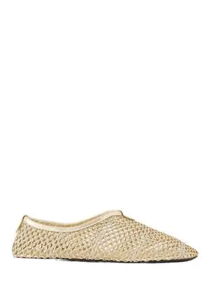 Loro Piana Floaty Metallic Mesh Loafers - Gold