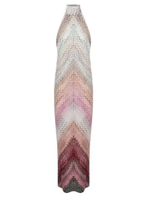 MISSONI Staggered Lurex Raschel Halter Maxi Dress