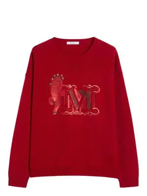 Max Mara Wool-cashmere Monogram Sweater - Red