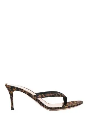 GIANVITO ROSSI Calypso Leopard-Print Sandals Brown