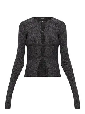 Amiri Cut-out Cardigan In Metallic Knit - Grey