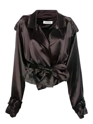 THE FRANKIE SHOP Simona Satin Blouse - Brown