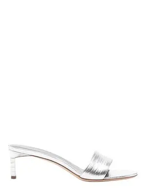TOM FORD Metallic Leather Kitten Heel Sandals - Silver