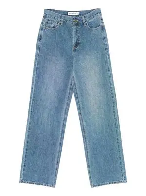 SELF-PORTRAIT Embellished Straight Leg Jeans - Blue
