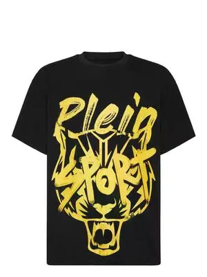 PLEIN SPORT Round Neck Tiger Print T-shirt - Black