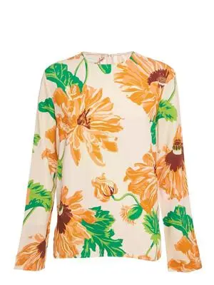 Stella McCartney Crepe Floral-print Top - Neutrals