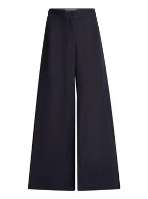 Lafayette 148 New York Charles Wide-Leg Twill Pants Navy