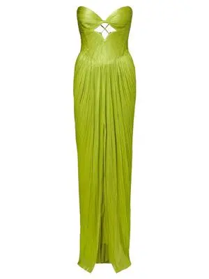 MARIA LUCIA HOHAN Stephanie Silk Tulle Bustier Gown - Green