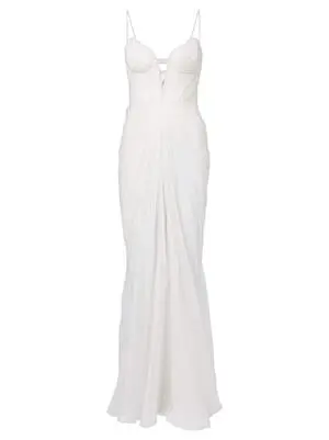 MARIA LUCIA HOHAN Cecilia Draped Silk Muslin Gown - White