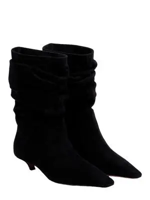 Amina Muaddi Jamie 25 Suede Ankle Boots - Black