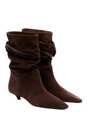 Amina Muaddi Jamie 25 Suede Ankle Boots - Brown