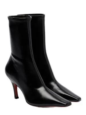 Amina Muaddi Jamie 80 Leather Ankle Boots - Black