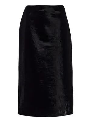 Gucci Croc-effect Leather Pencil Skirt - Black