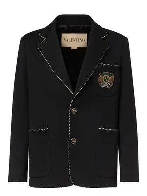 Valentino Garavani Virgin Wool Embroidered Blazer - Black