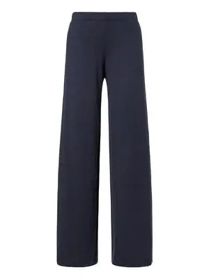 LISA YANG Navy Cotton & Cashmere Wide-leg Pants - Blue