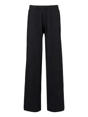 LISA YANG Navy Cotton & Cashmere Wide-leg Pants - Grey