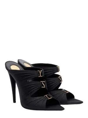 Saint Laurent Emilie Crêpe Satin Mules - Black