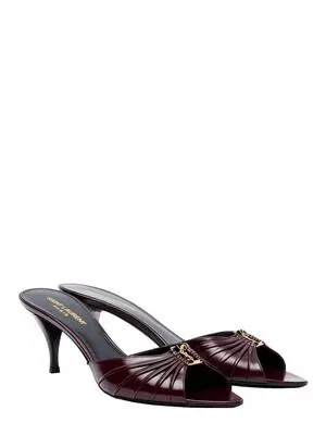 Saint Laurent Babylone Cassandre 60 Leather Mules - Burgundy