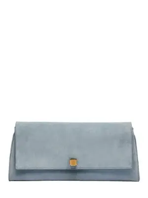 Khaite Audrey Suede Clutch Blue