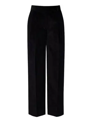 TOTEME Deep Pleat Cotton Corduroy Wide-leg Trousers - Black