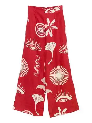 CALA DE LA CRUZ Graphic Print Trousers - Red