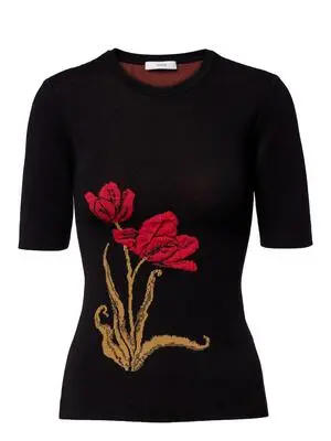 Erdem Floral Jacquard Top - Black