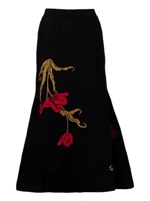 Erdem Floral Jacquard Midi Skirt - Black