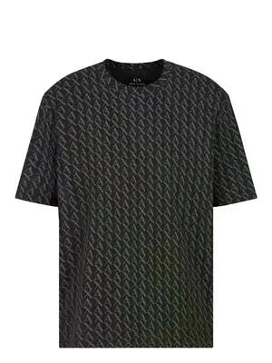 Armani Exchange Monogram-print T-shirt - Black