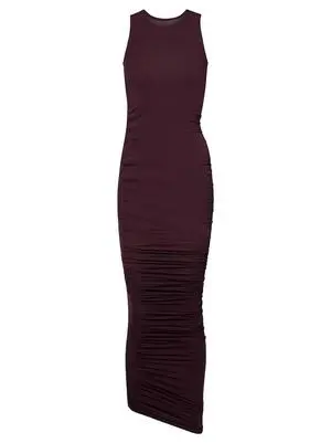 Wolford Ruched Sheer Midi Dress - Purple