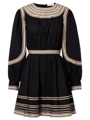 Ulla Johnson Fiora Cotton Poplin Minidress - Black
