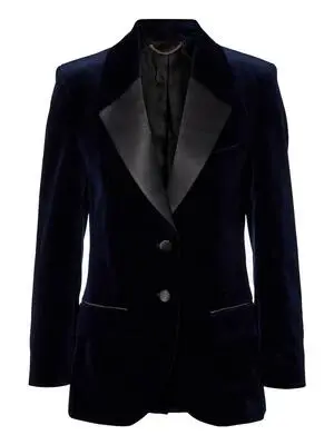 Victoria Beckham Cotton-blend Velvet Blazer - Blue
