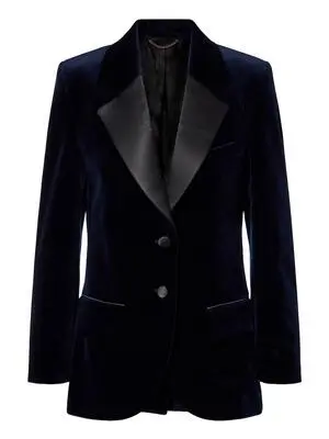 Victoria Beckham Cotton-blend Velvet Blazer - Blue