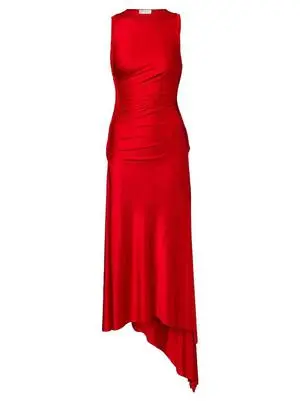 Victoria Beckham Twist Ruched Jersey Midi Dress - Red