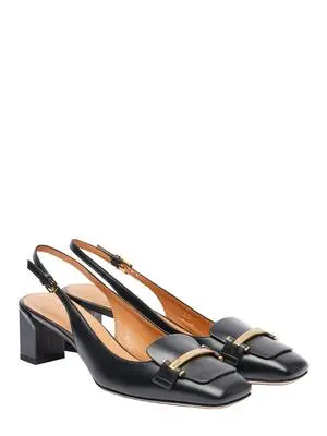TOD'S 50 Leather Slingback Pumps - Black