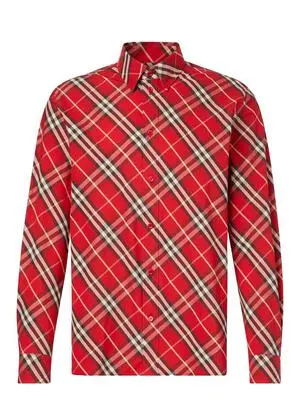 Burberry Checked Cotton Shirt - Red