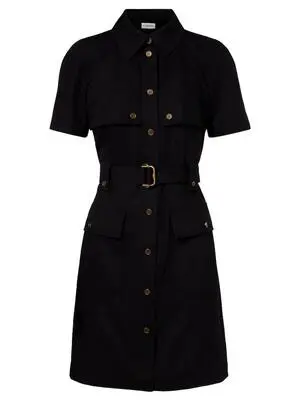 Burberry Belted Wool Shirt Dress - Black