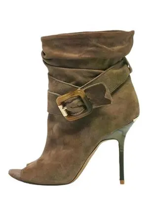 Burberry Buckled Open-toe Boots - Brown
